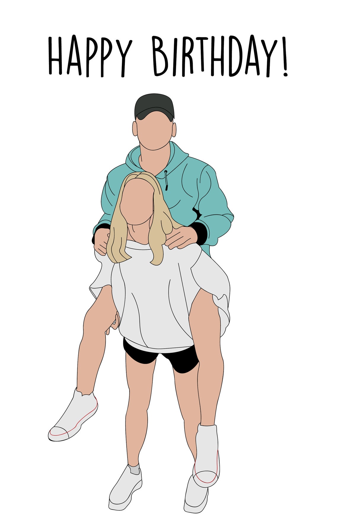 Faceless Portrait Birthday Card Custom Birthday Card Custom - Etsy