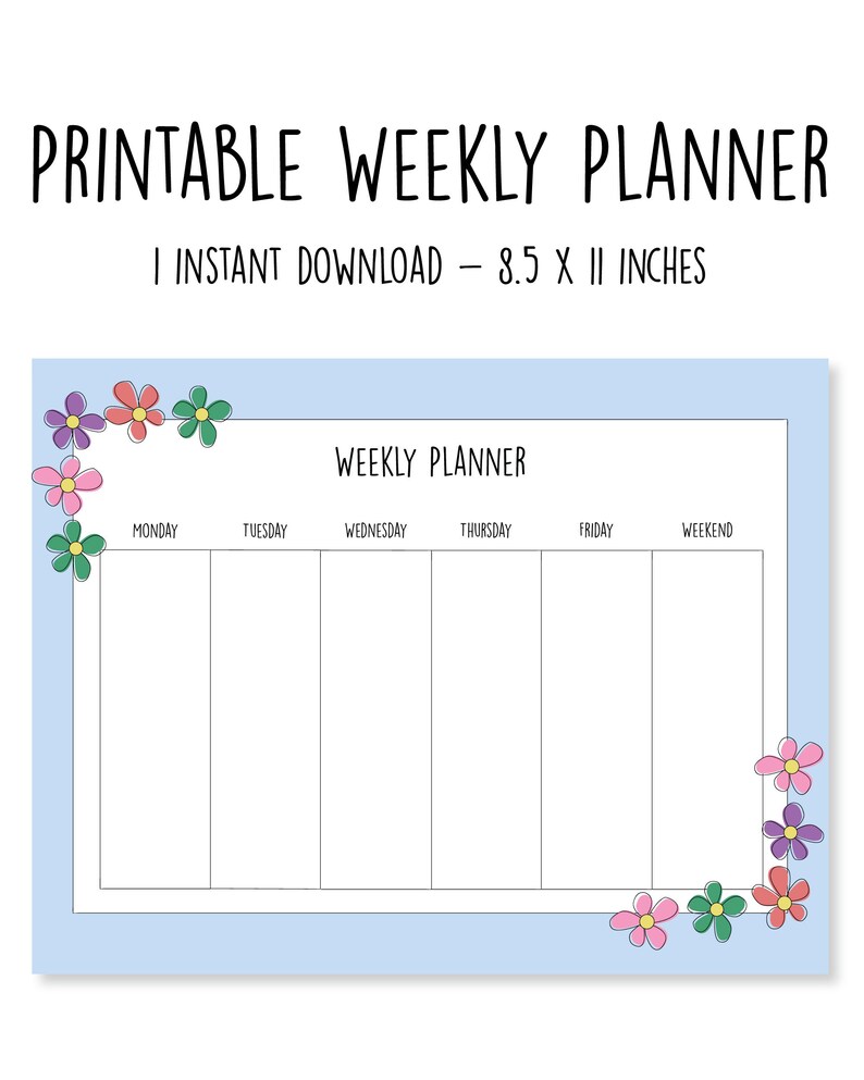 Digital Download Planner Printable Weekly Planner Weekly - Etsy