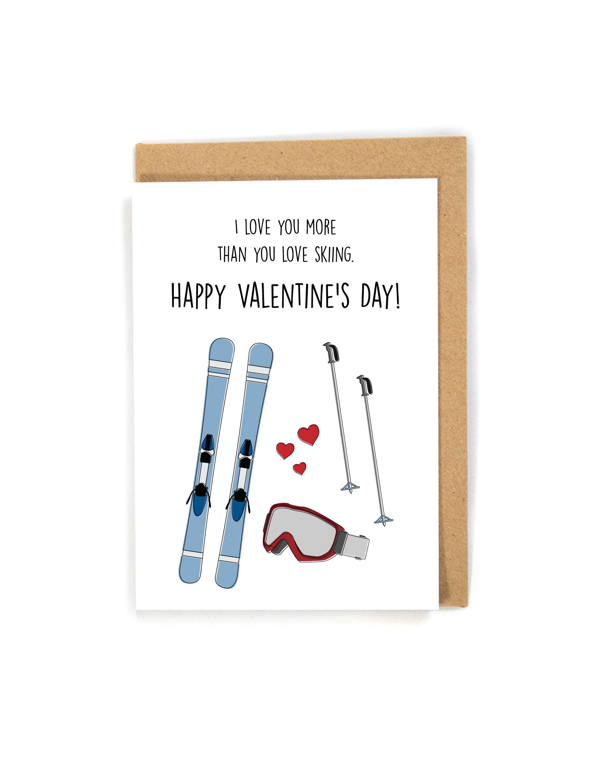 Skiing Valentine's Day Card Ski Valentine's Day Card - Etsy