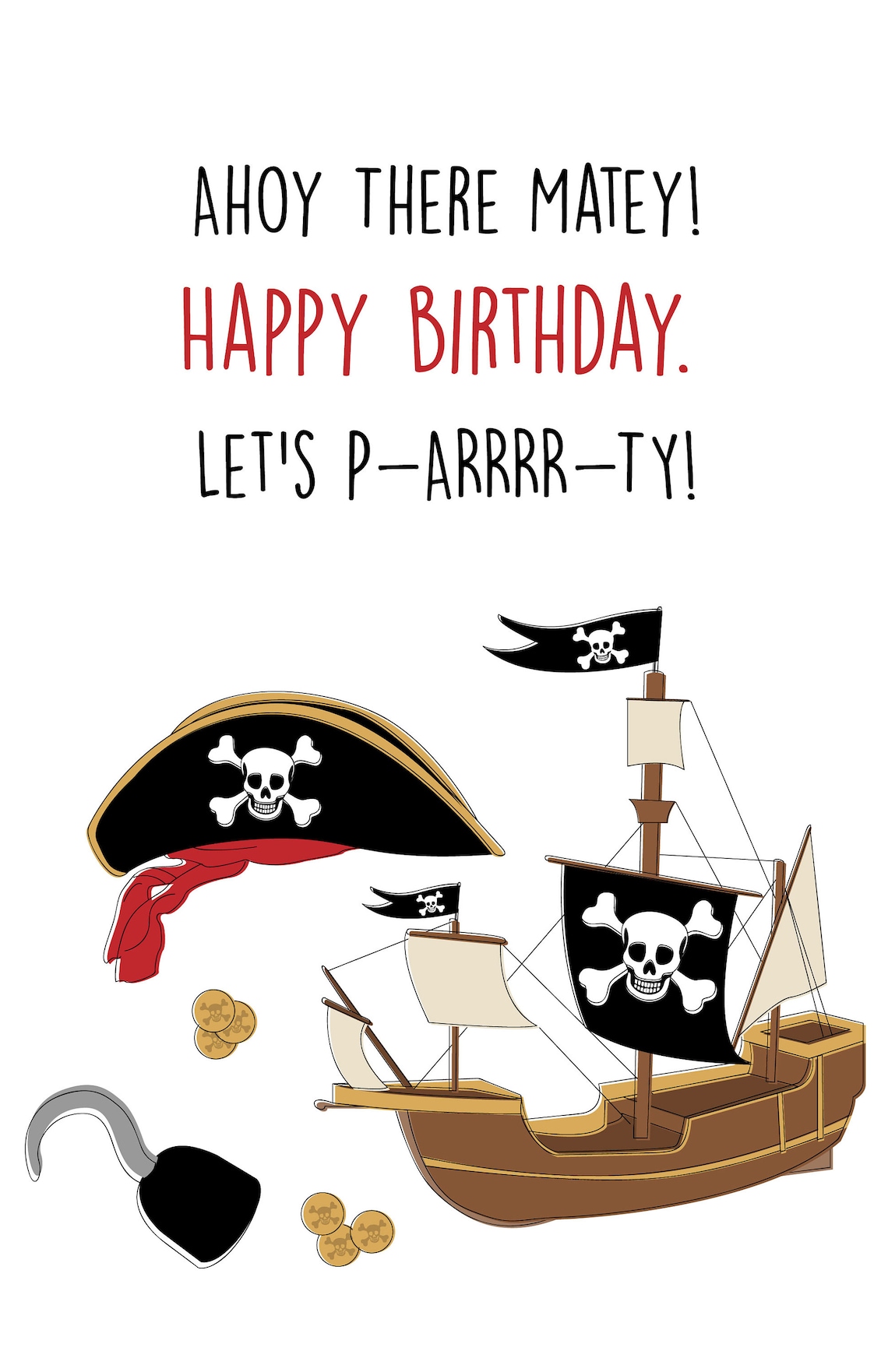 Pirate Birthday Card Birthday Card for Boy Kids Birthday - Etsy