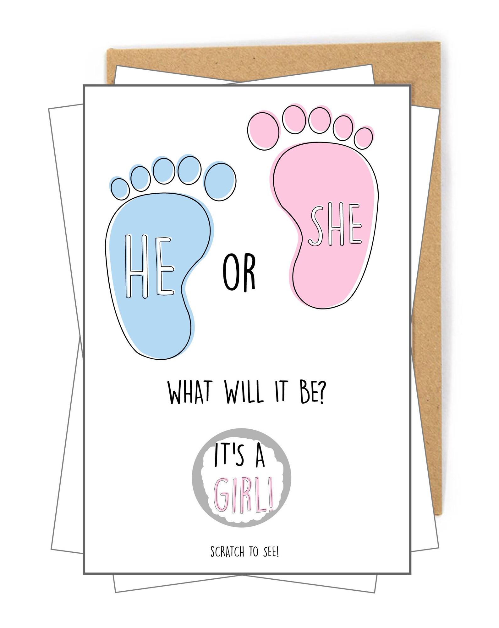 Gender Reveal Scratch Off Baby Gender Card Baby Shower Game | Etsy