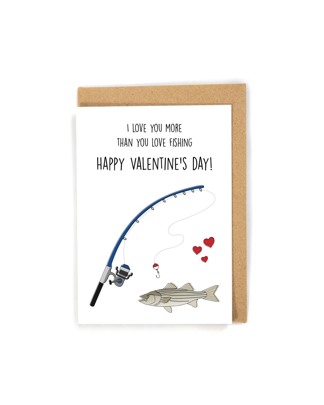 Fishing Valentine's Day Card Valentine's Day Card for - Etsy