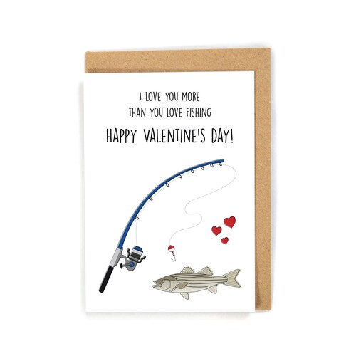 Fishing Valentine's Day Card Valentine's Day Card for - Etsy