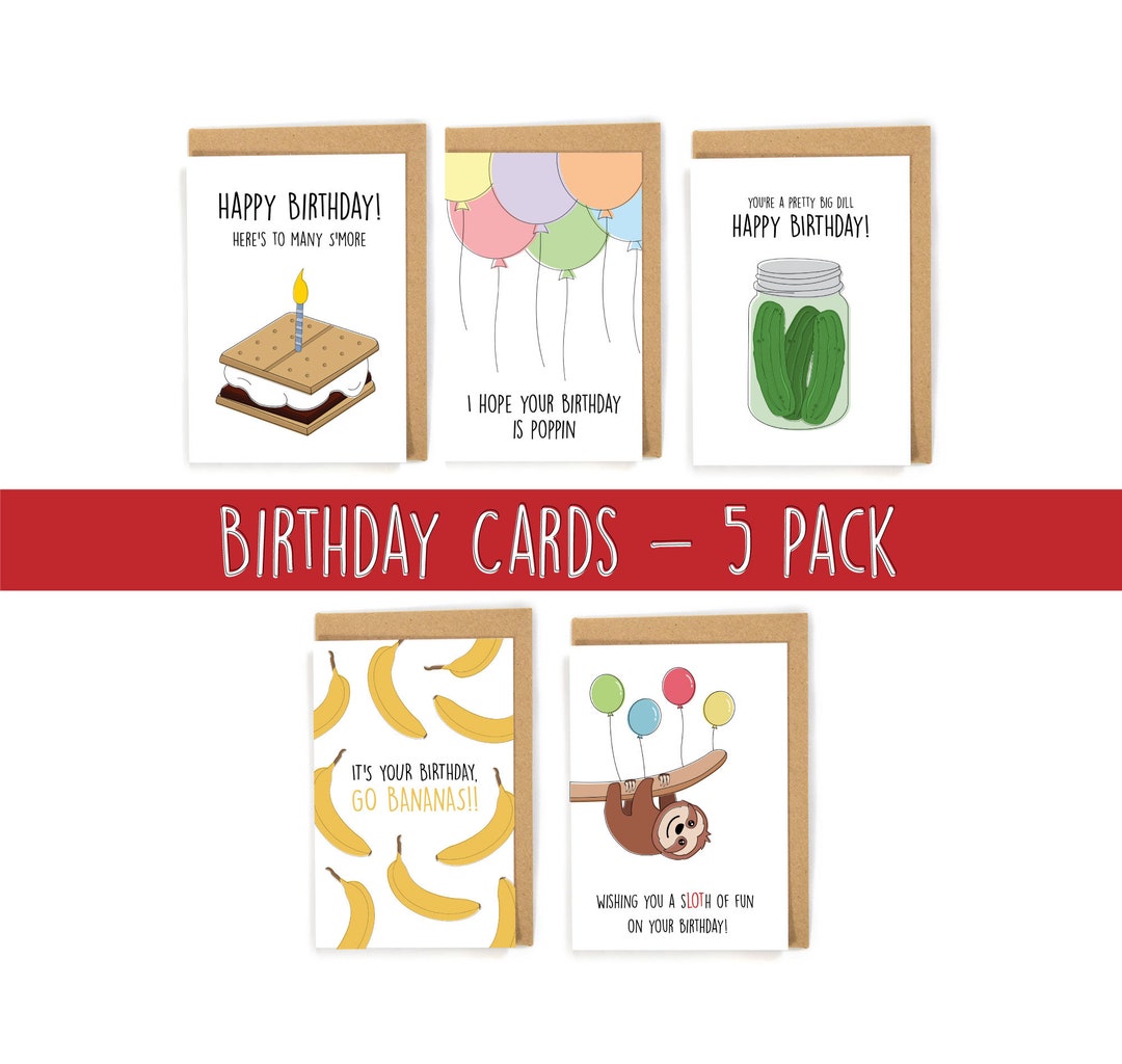 Cute Birthday Card Variety Pack, Pack of Generic Birthday Cards, Happy ...