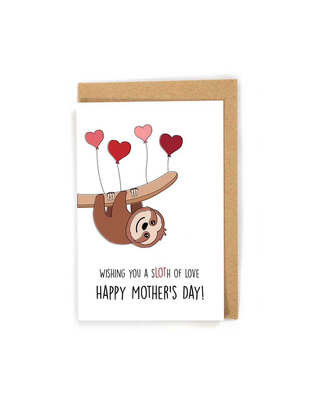 Mother's Day Card, Sloth Mother's Day Card, Mother's Day Card From Kids ...