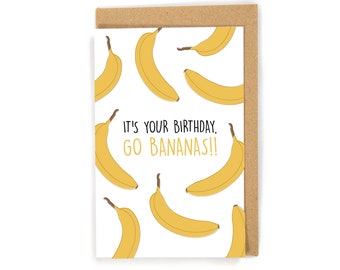 Happy Birthday Card Go Bananas - Etsy