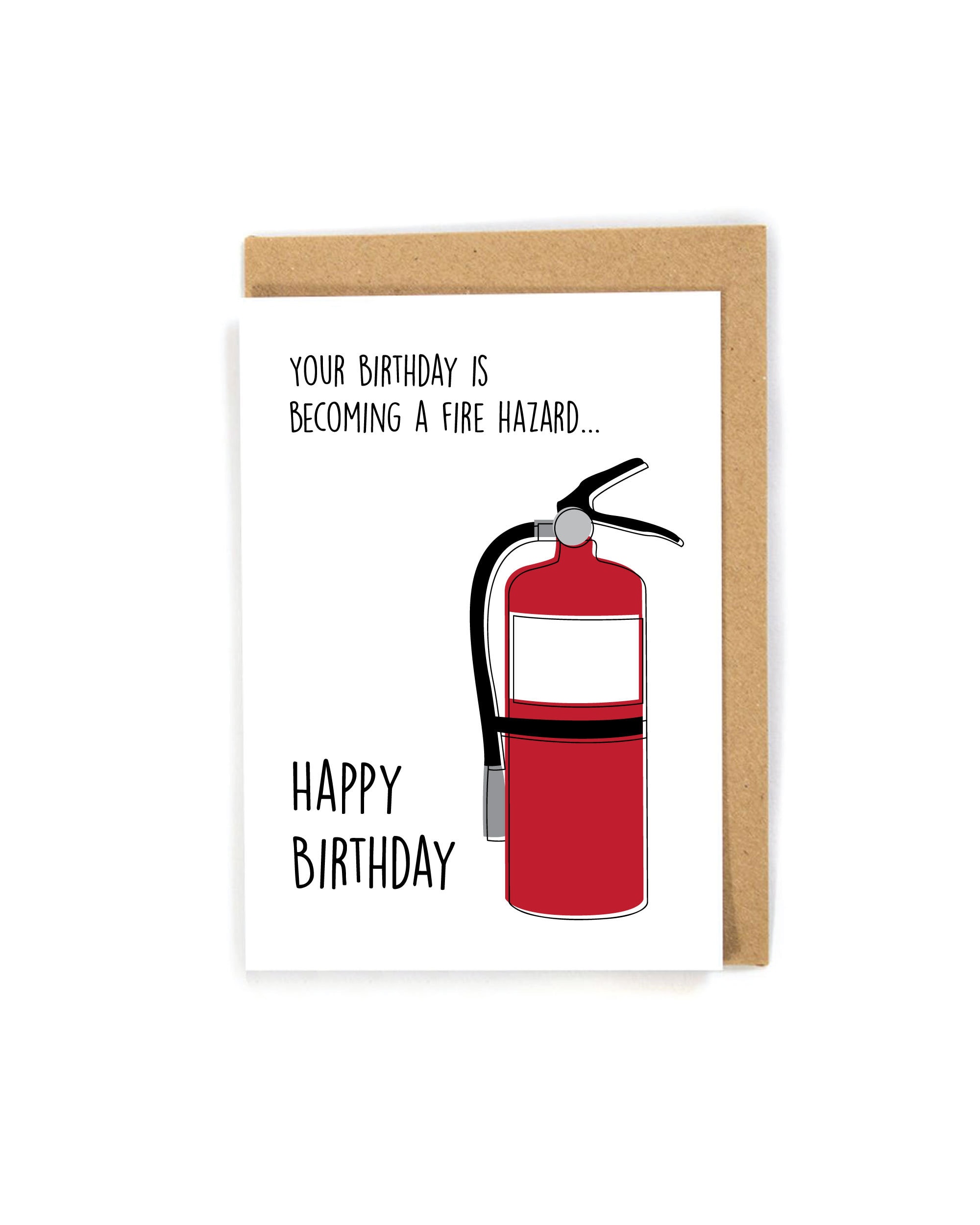 Fire Extinguisher Birthday Card, Fireman Birthday Card, Old Person ...