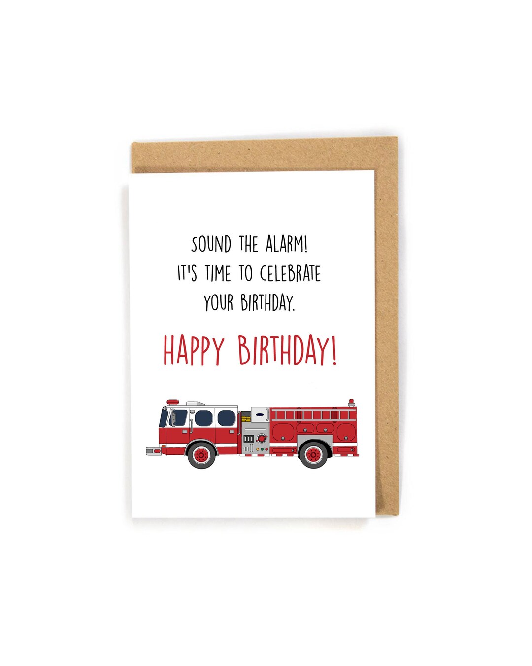 Firetruck Birthday Card, Fireman Birthday Card, Firefighter Birthday ...