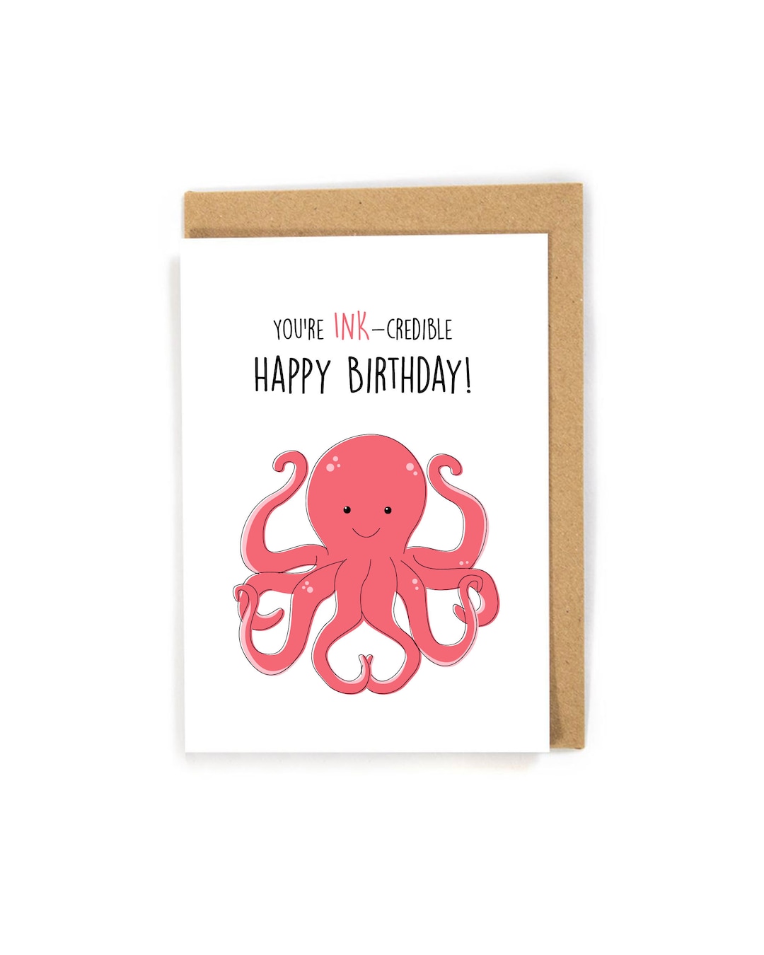 Cute Octopus Birthday Card, Pun Birthday Card, Cute Birthday Card ...