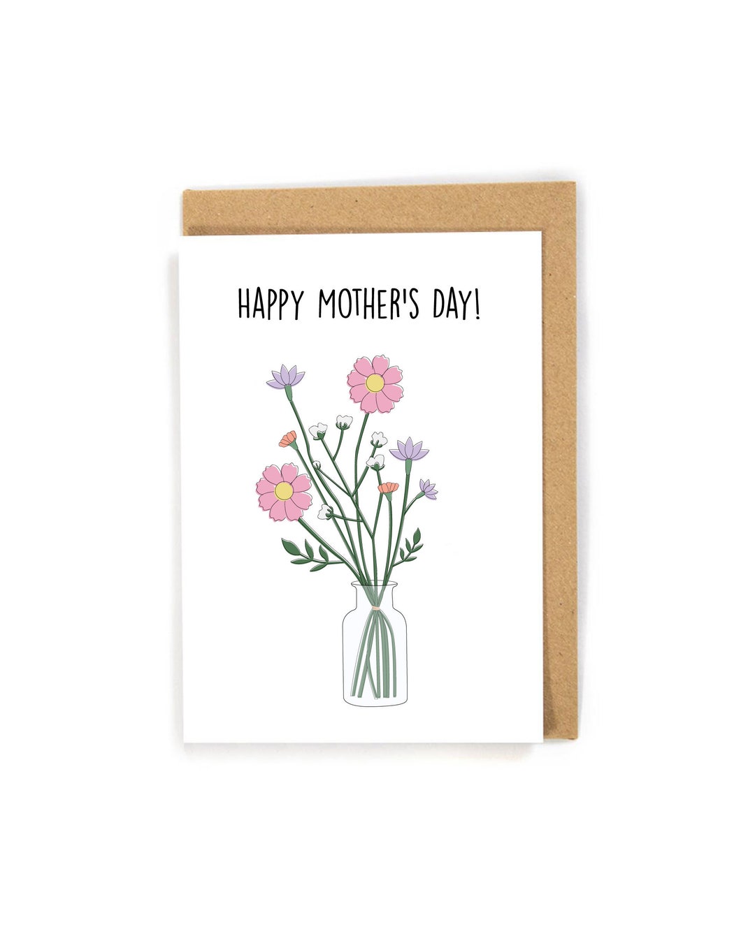 Cute Flower Mothers Day Card, Flower Bouquet Mothers Day Card, Mothers ...