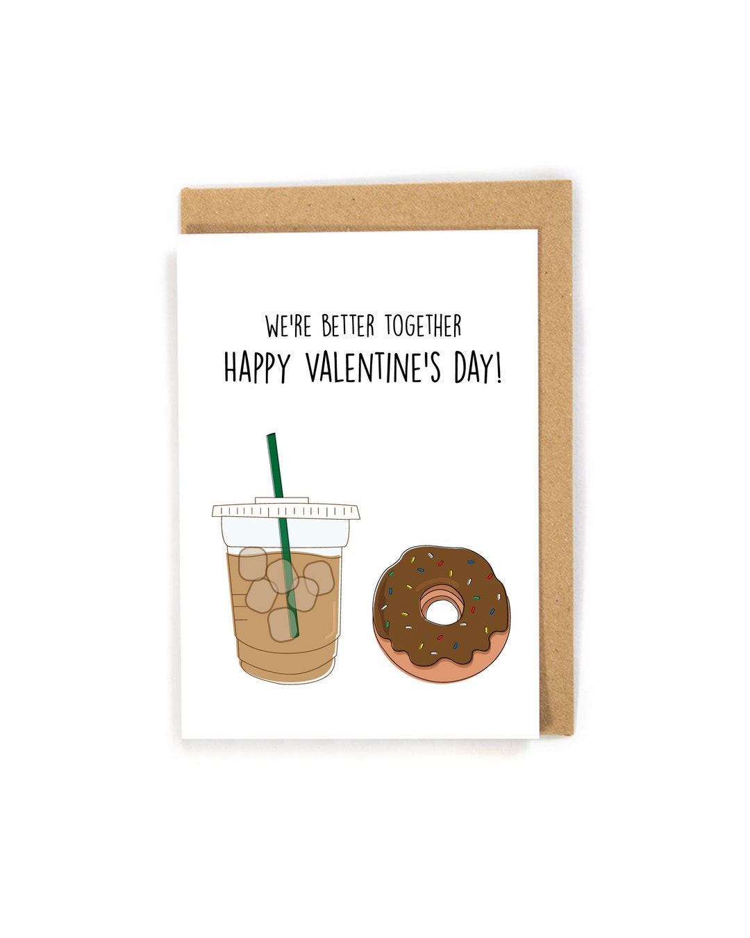 Coffee and Donut Valentine's Day Card, Cute Valentine's Day Card, Funny ...