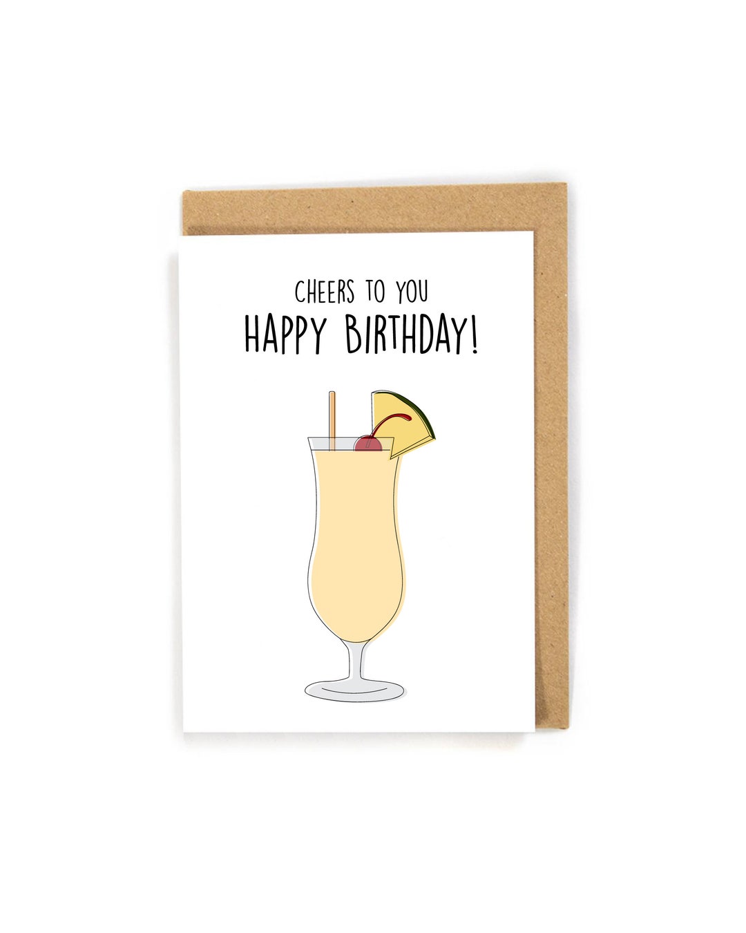 Drink Birthday Card, Pina Colada Birthday Card, Cheers to You Birthday ...