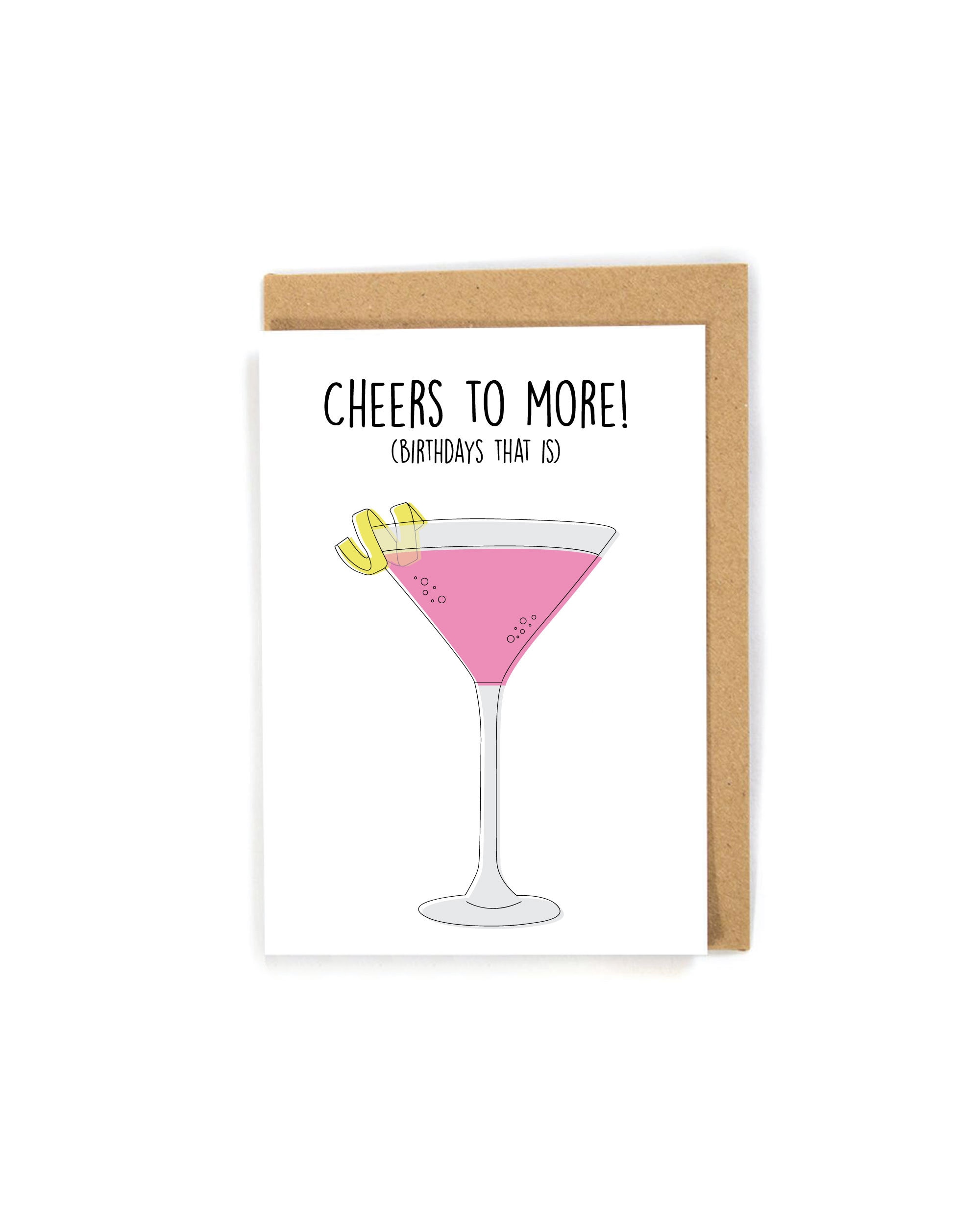 Martini Birthday Card Cosmo Birthday Card Birthday Card - Etsy