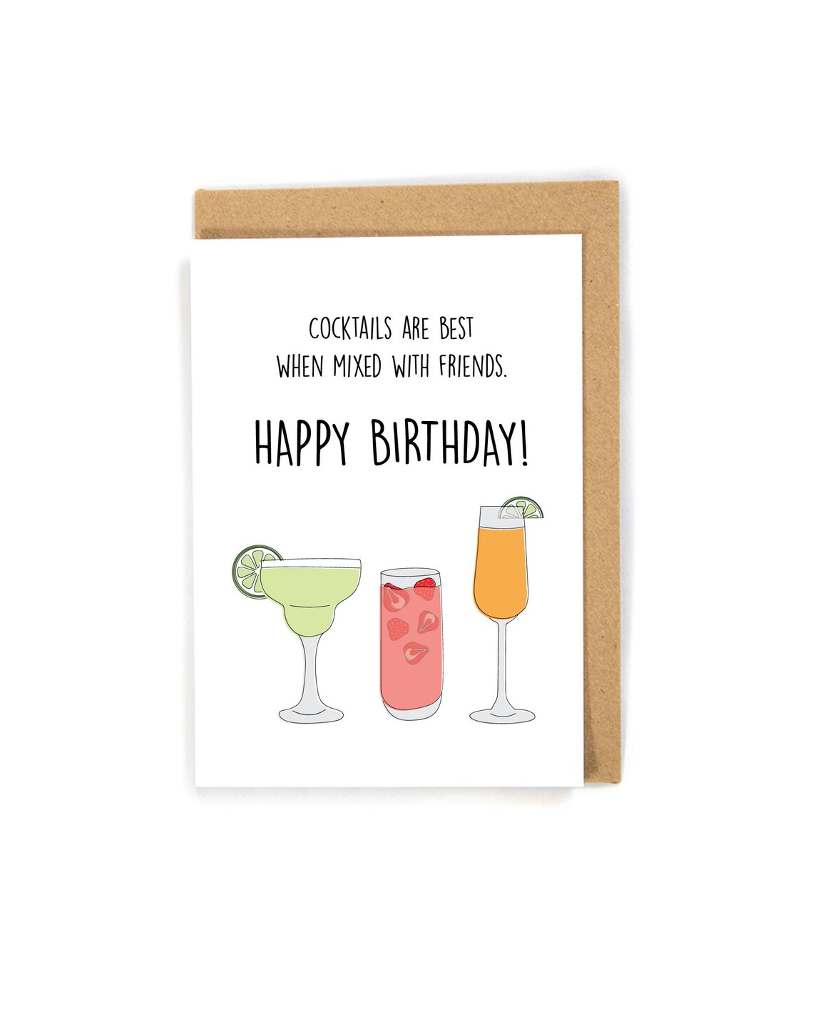 Cocktail Birthday Card for Friend Cute Birthday Card Funny - Etsy