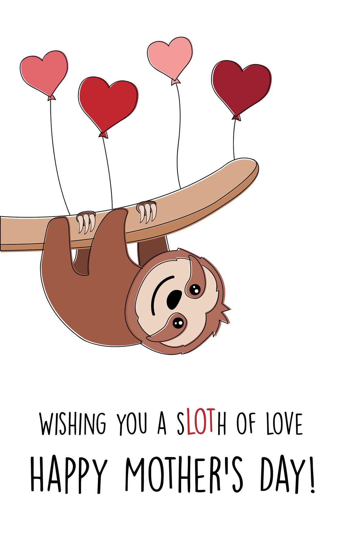 Mother's Day Card Sloth Mother's Day Card | Etsy