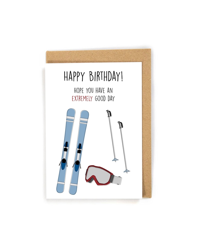 Skiing Birthday Card Winter Birthday Card Ski Birthday Card - Etsy