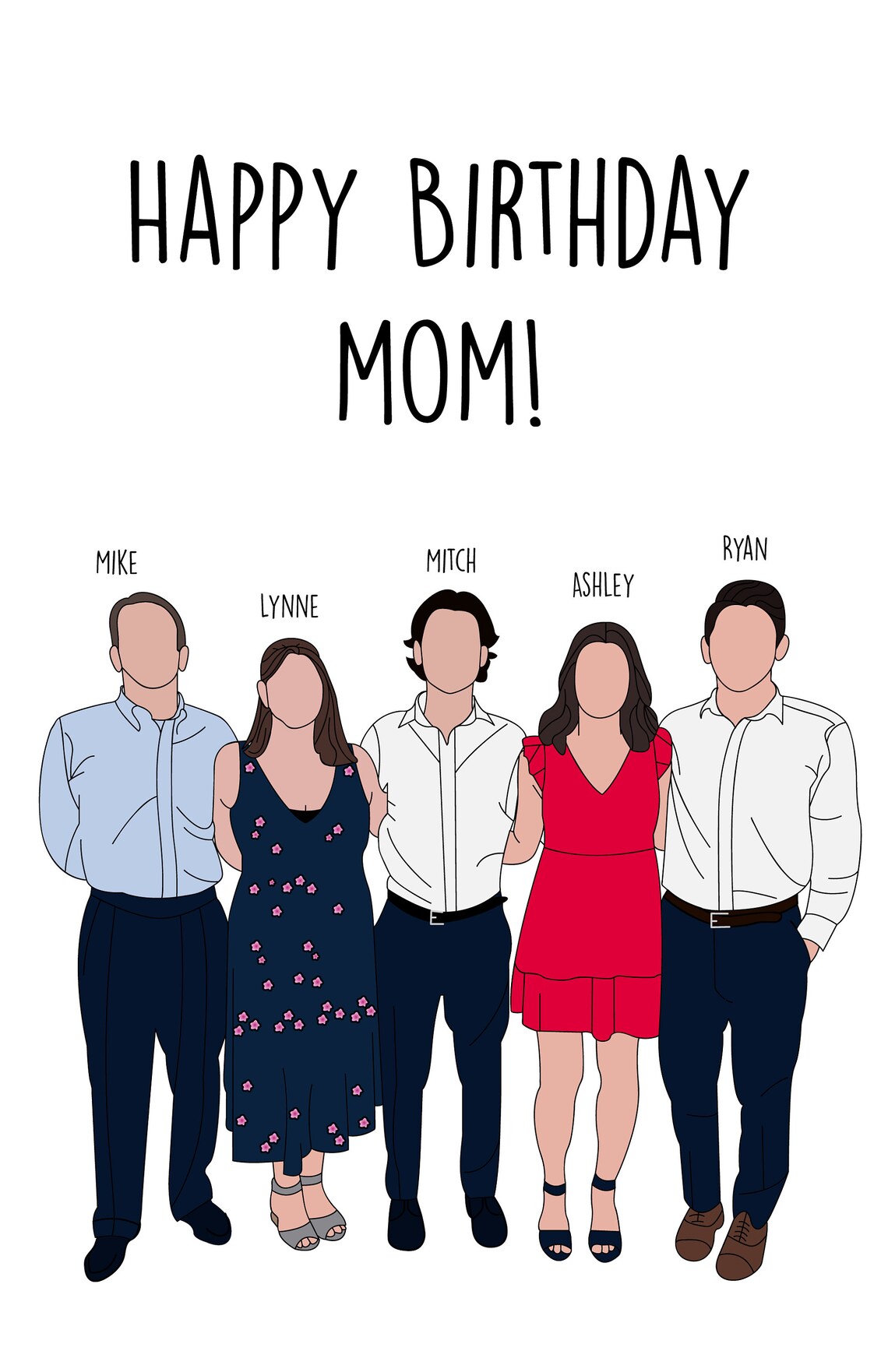 Faceless Portrait Birthday Card Custom Birthday Card Custom - Etsy