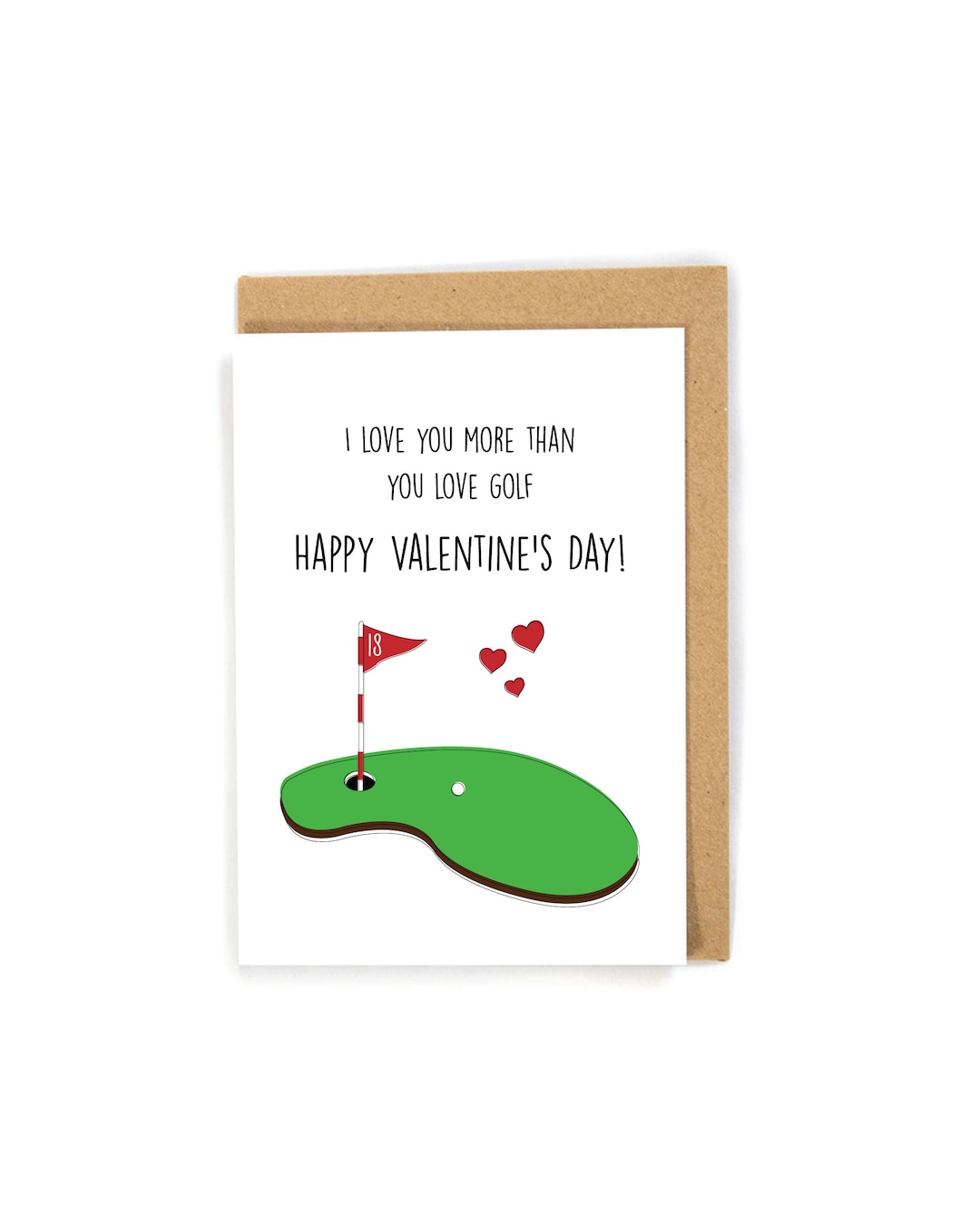 Golf Valentine's Day Card, Happy Valentine's Day Card, Valentine's Day ...