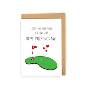 Golf Valentine's Day Card, Happy Valentine's Day Card, Valentine's Day ...