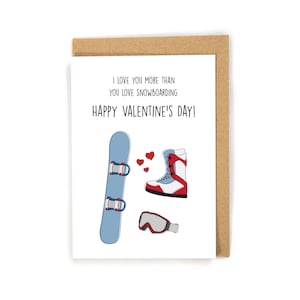 Snowboarding Valentine's Day Card, Snowboard Valentine's Day Card, Cute ...