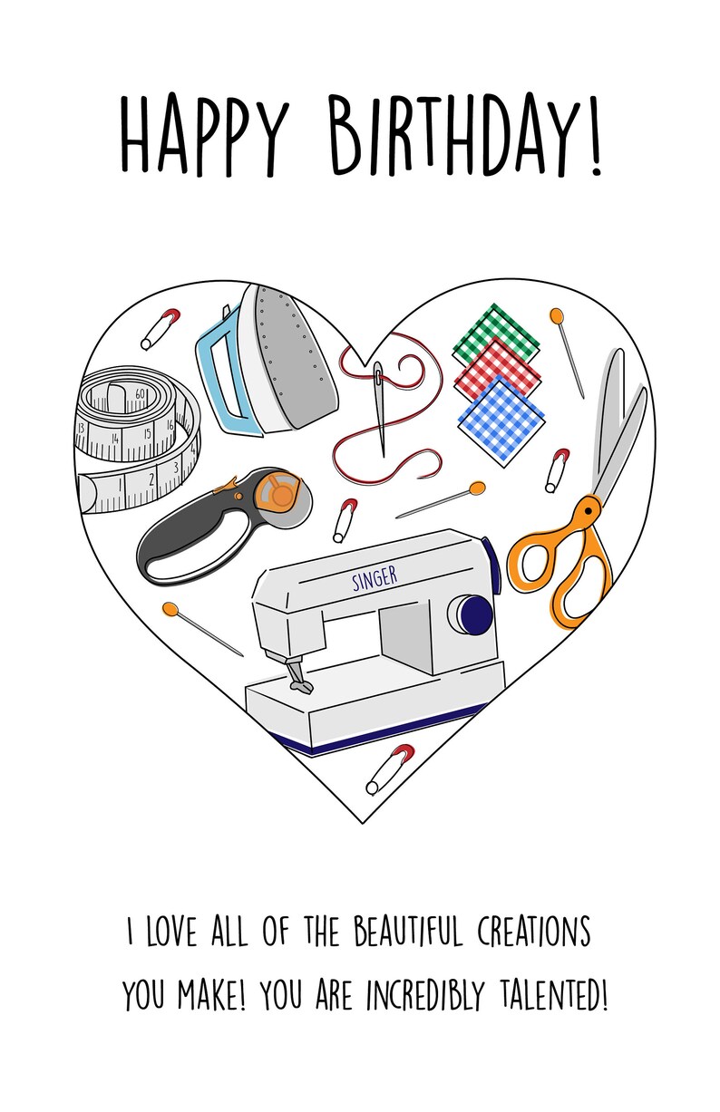 Sewing Birthday Card Birthday Card for Quilter Happy | Etsy