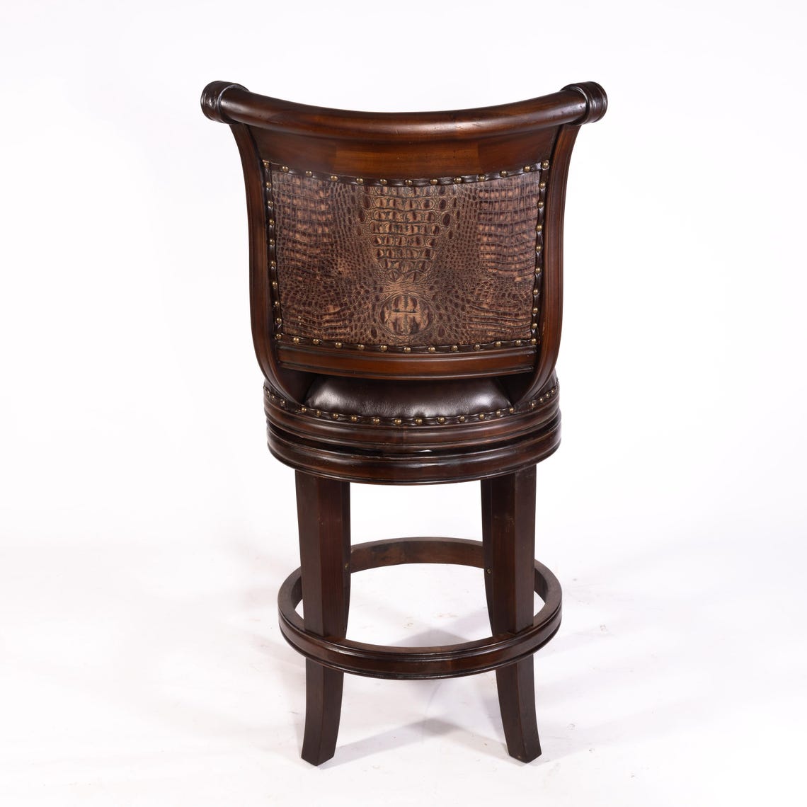 Bethany French Country Bar Stool Armless, Brown Embossed Leather Ranch ...