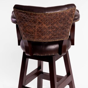 Trophy Ranch Bar Stool With Tufted Brown Leather With Quilted Diamond ...