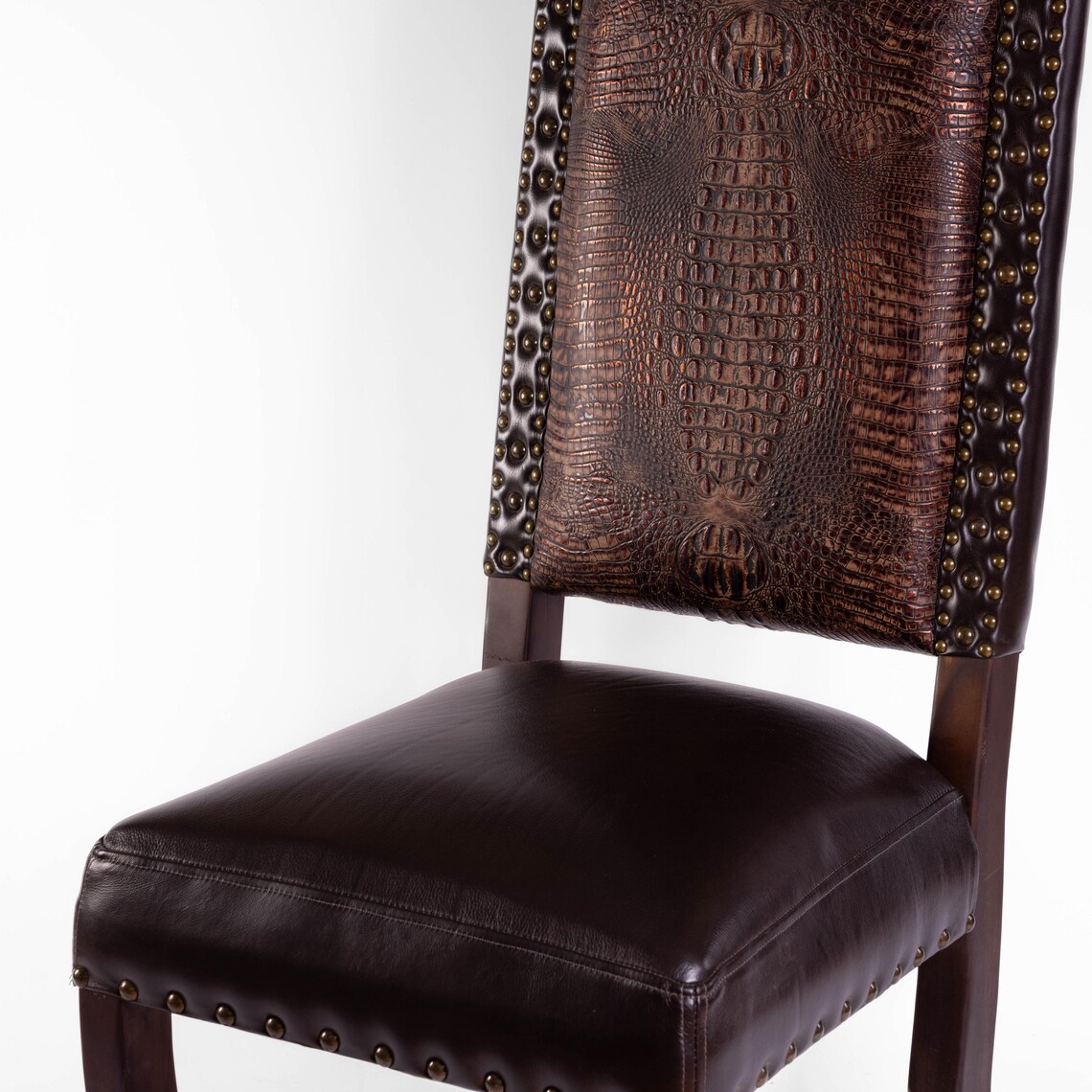 Maverick Ranch Brown Croc Dining Chair Hide Dining Chair With Nail Head ...