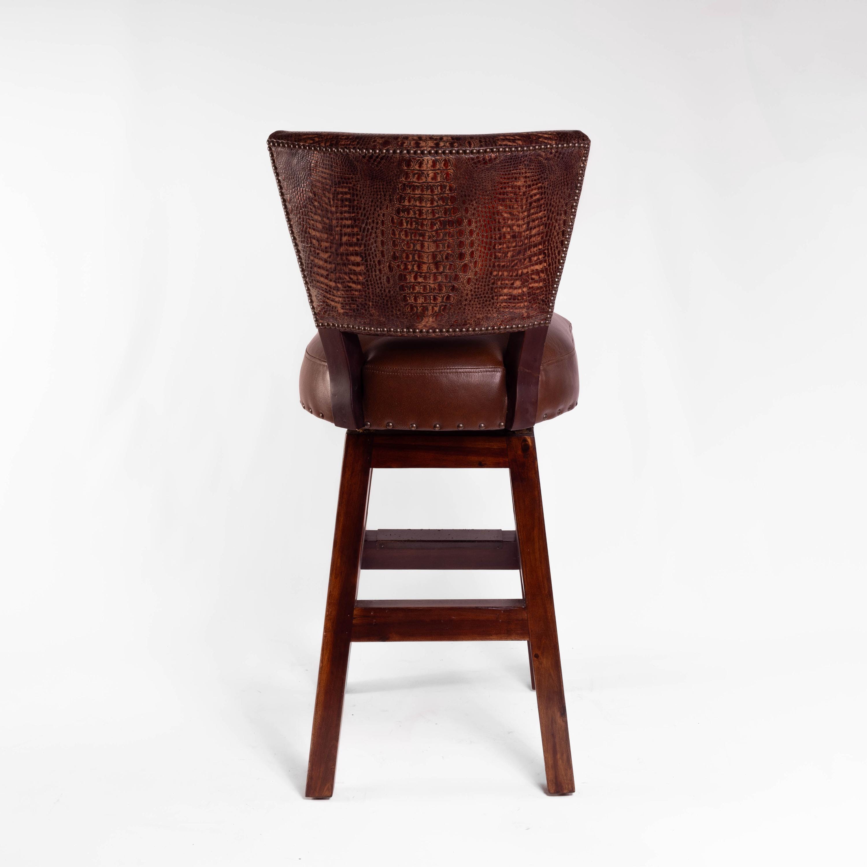 Wilson Ranch Armless Bar Stool Brown Croc Embossed Leather Counter ...
