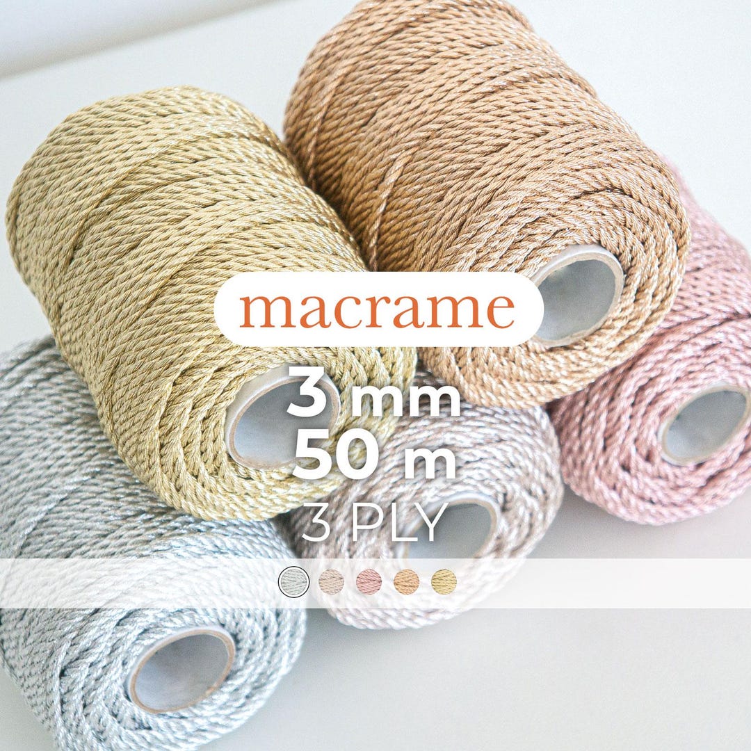 Metallic Twisted Rope / 3mm / 50 Meters / 3-strand Rope / 3PLY ...