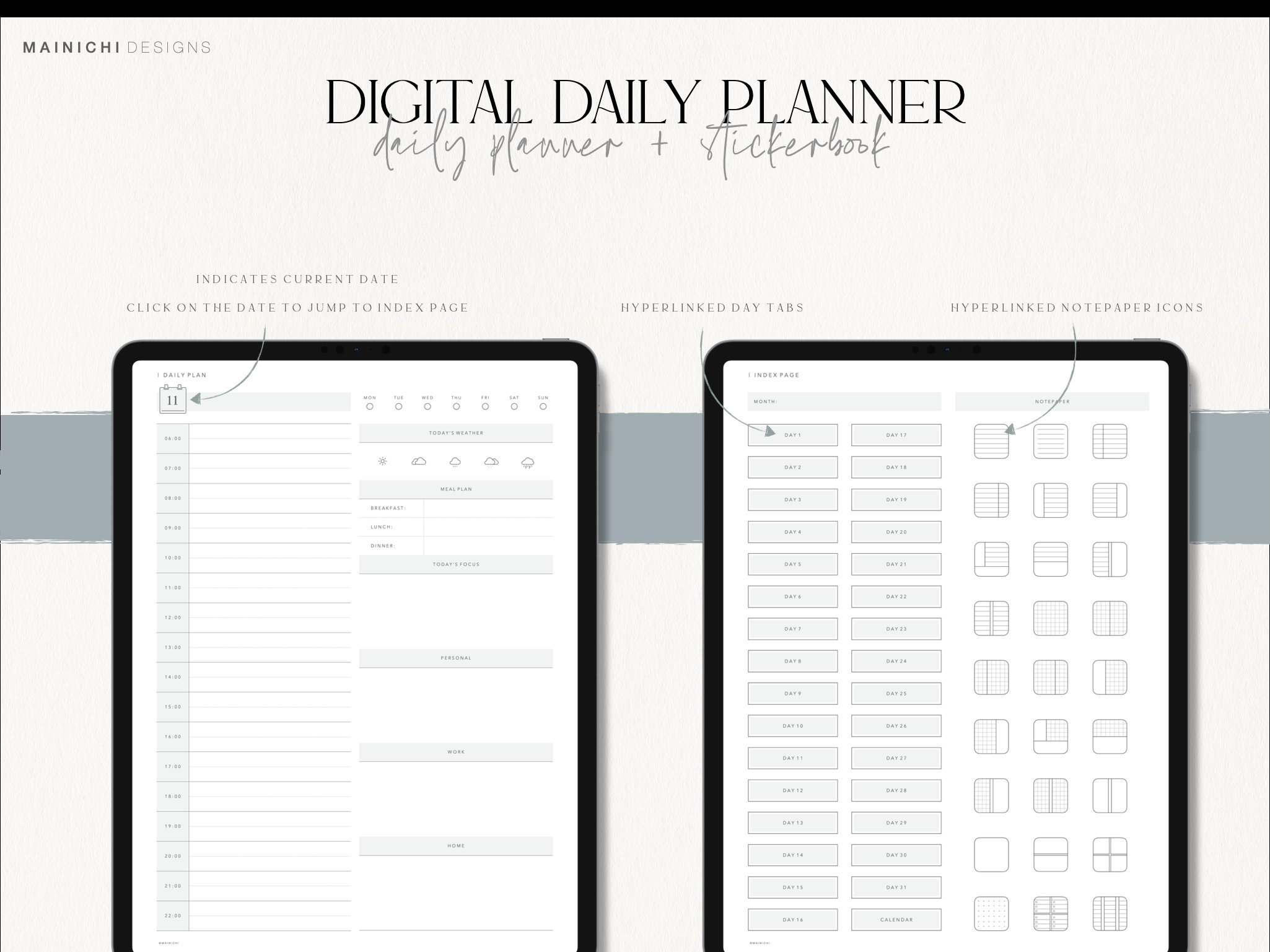Digital Daily Planner Undated Planner Everyday Planner - Etsy