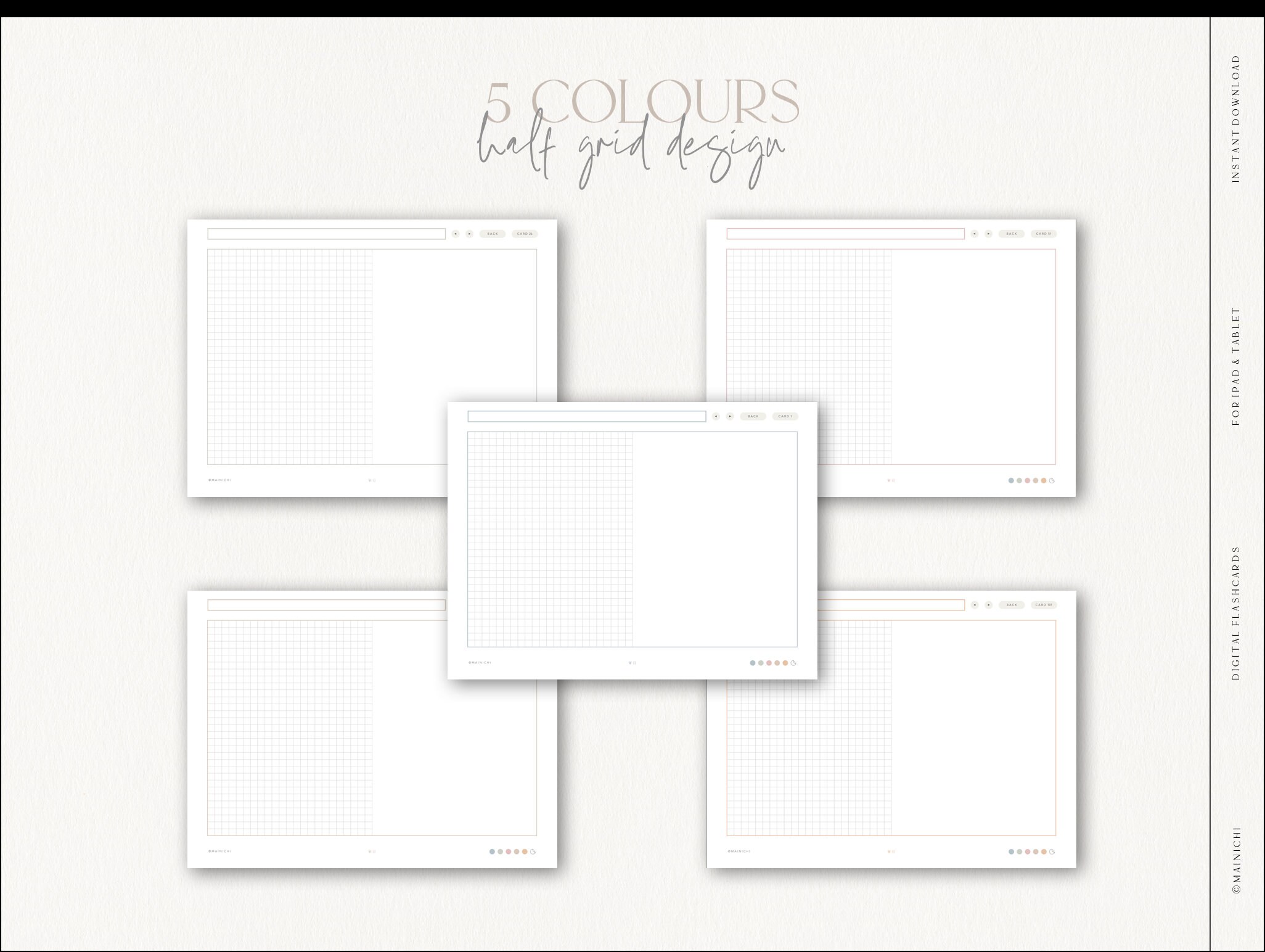 Lined Half Half Grid Digital Flashcards Instant Download Grid iPad ...