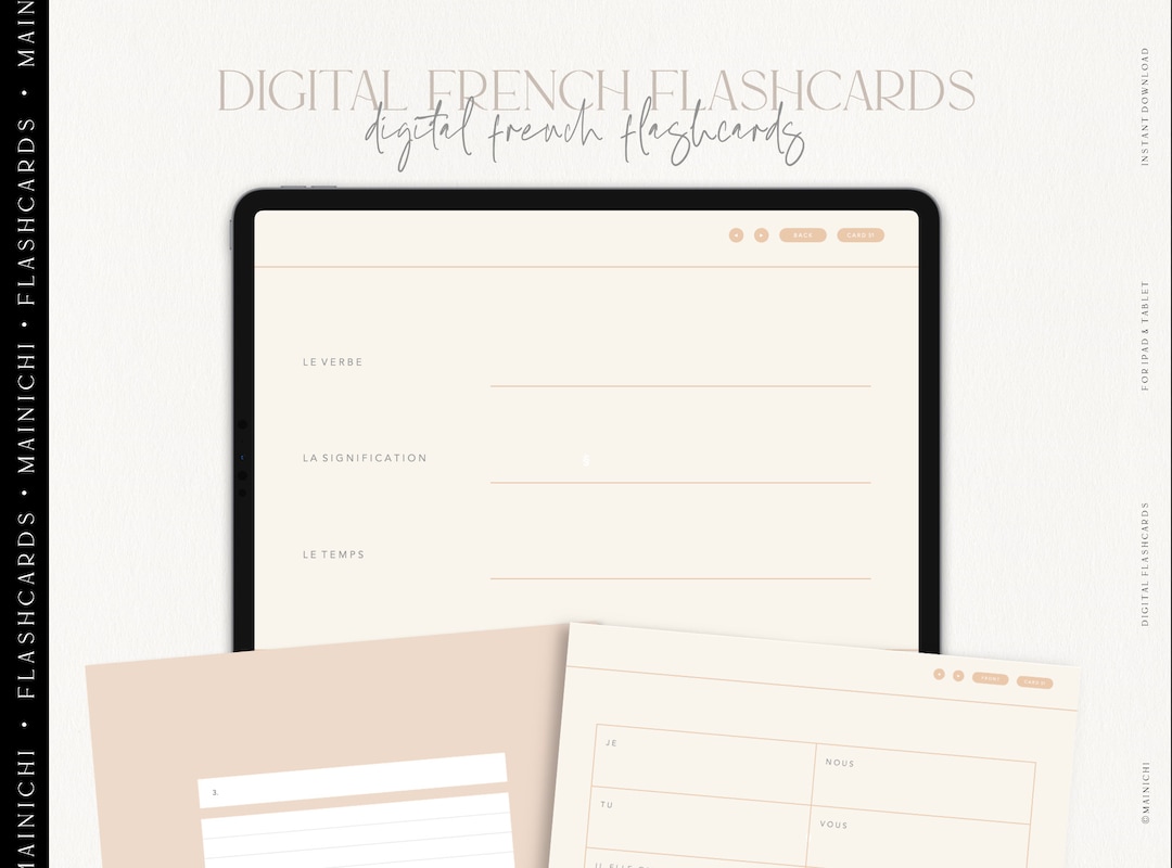Digital French Conjugation Flashcards | iPad Tablet | Goodnotes ...
