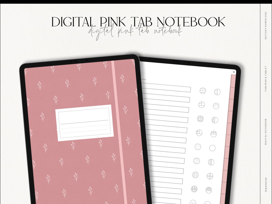 Digital Notebook Pink - Student Notebook - 12 Hyperlinked Section Tabs ...