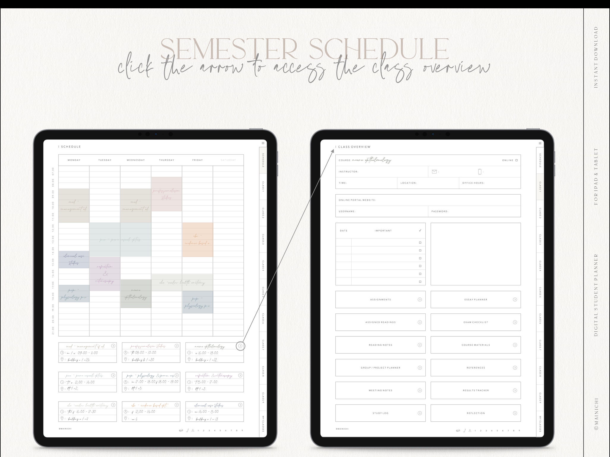 Digital Student Planner Academic Planner College Planner - Etsy
