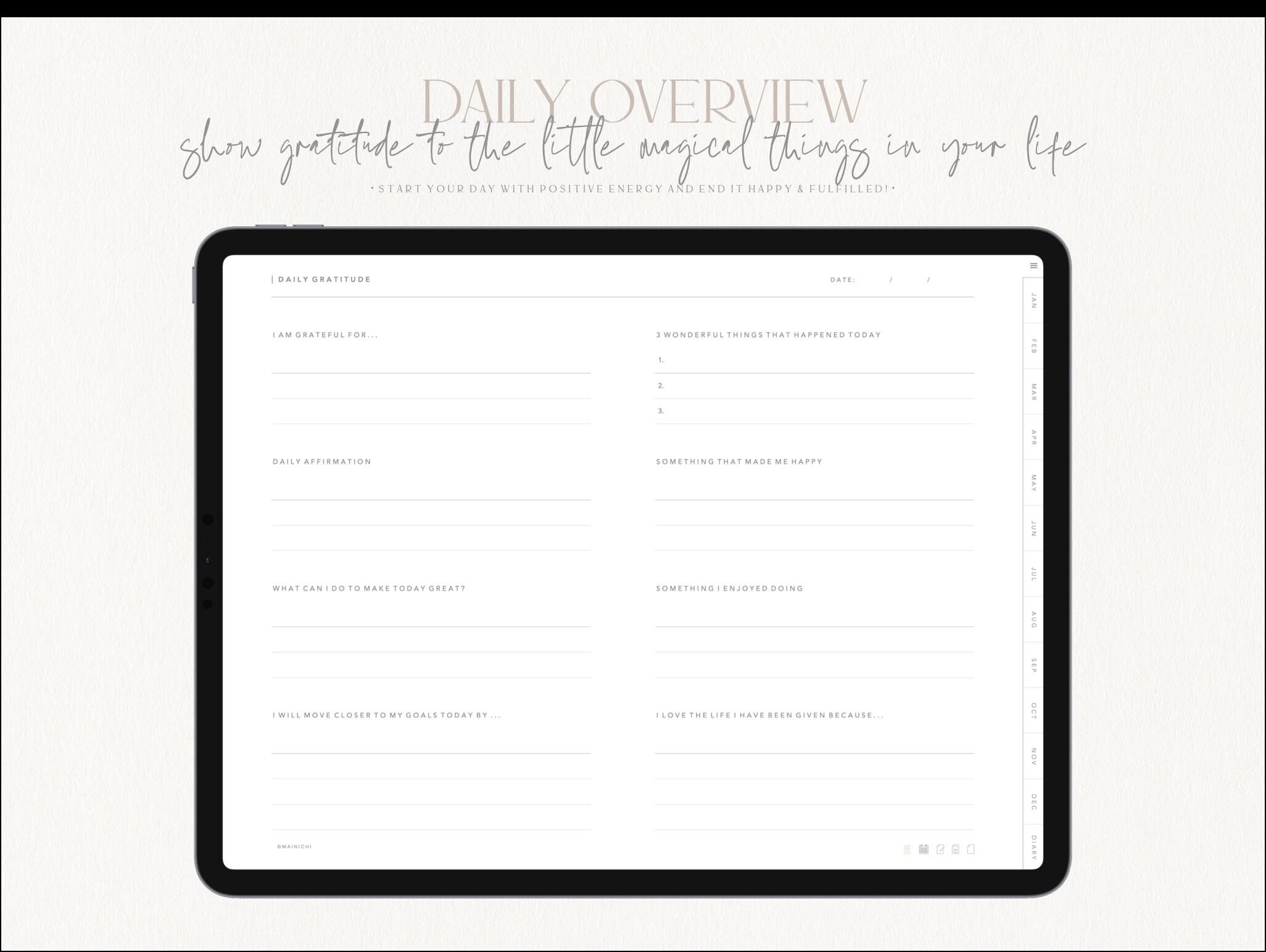 Gratitude Journal Goodnotes Covers and Stickers iPad | Etsy