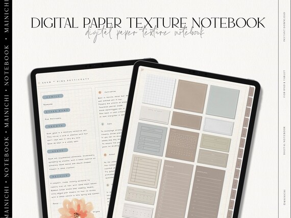 Digital Notebook 40 Template Cream Paper Texture iPad & | Etsy