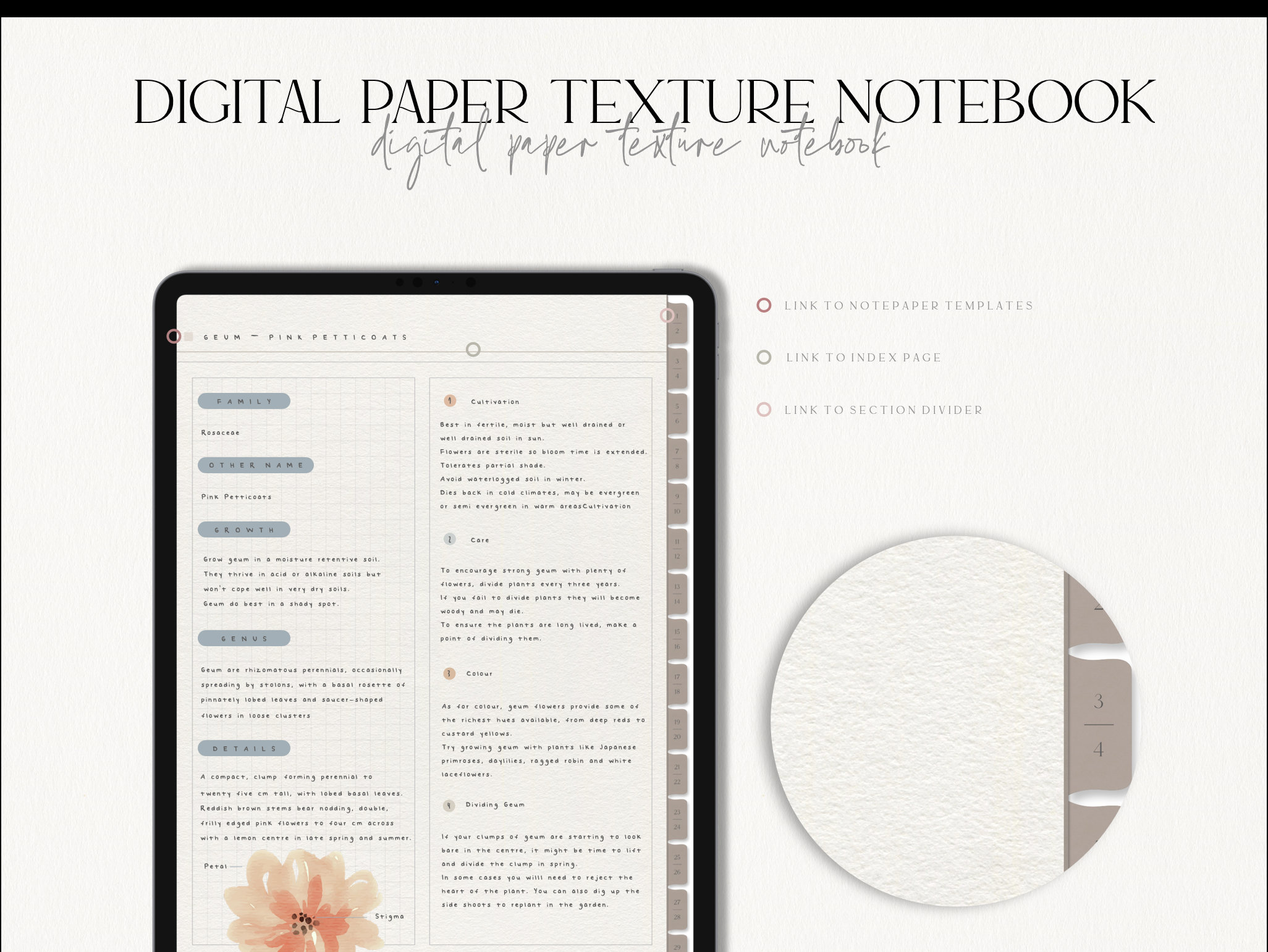 Digital Notebook 30 Hyperlinked Tabs Digital Notes - Etsy UK