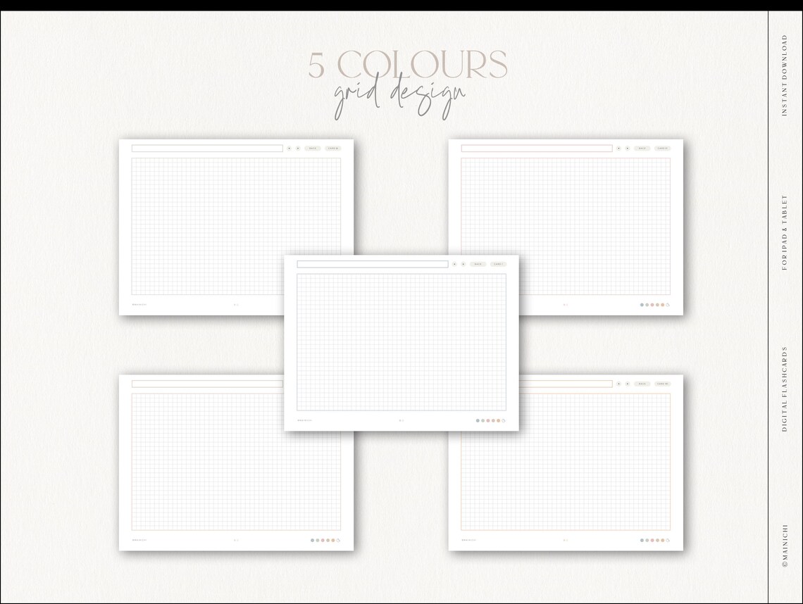 Digital Flashcards Grid Design iPad Tablet GoodNotes | Etsy