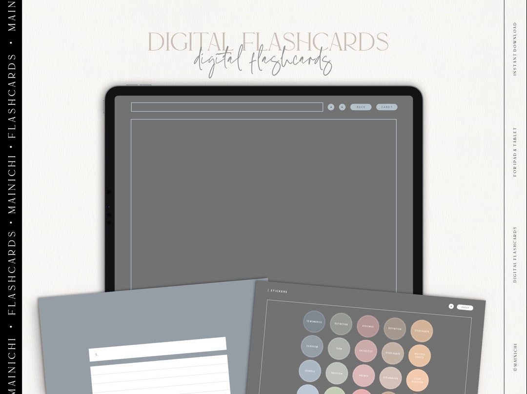 Digital Flashcards Dark Mode | Box Design | iPad Tablet | Goodnotes ...