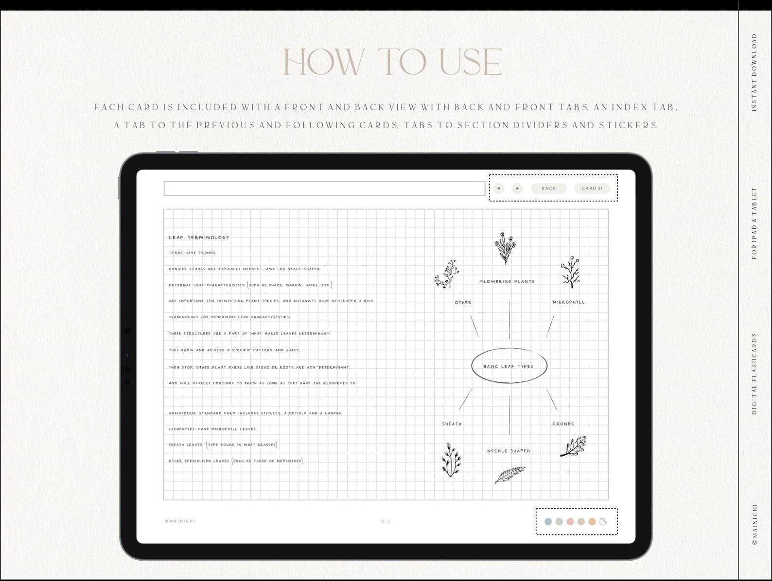 Digital Flashcards | Grid Design | iPad Tablet | Goodnotes | Notability ...