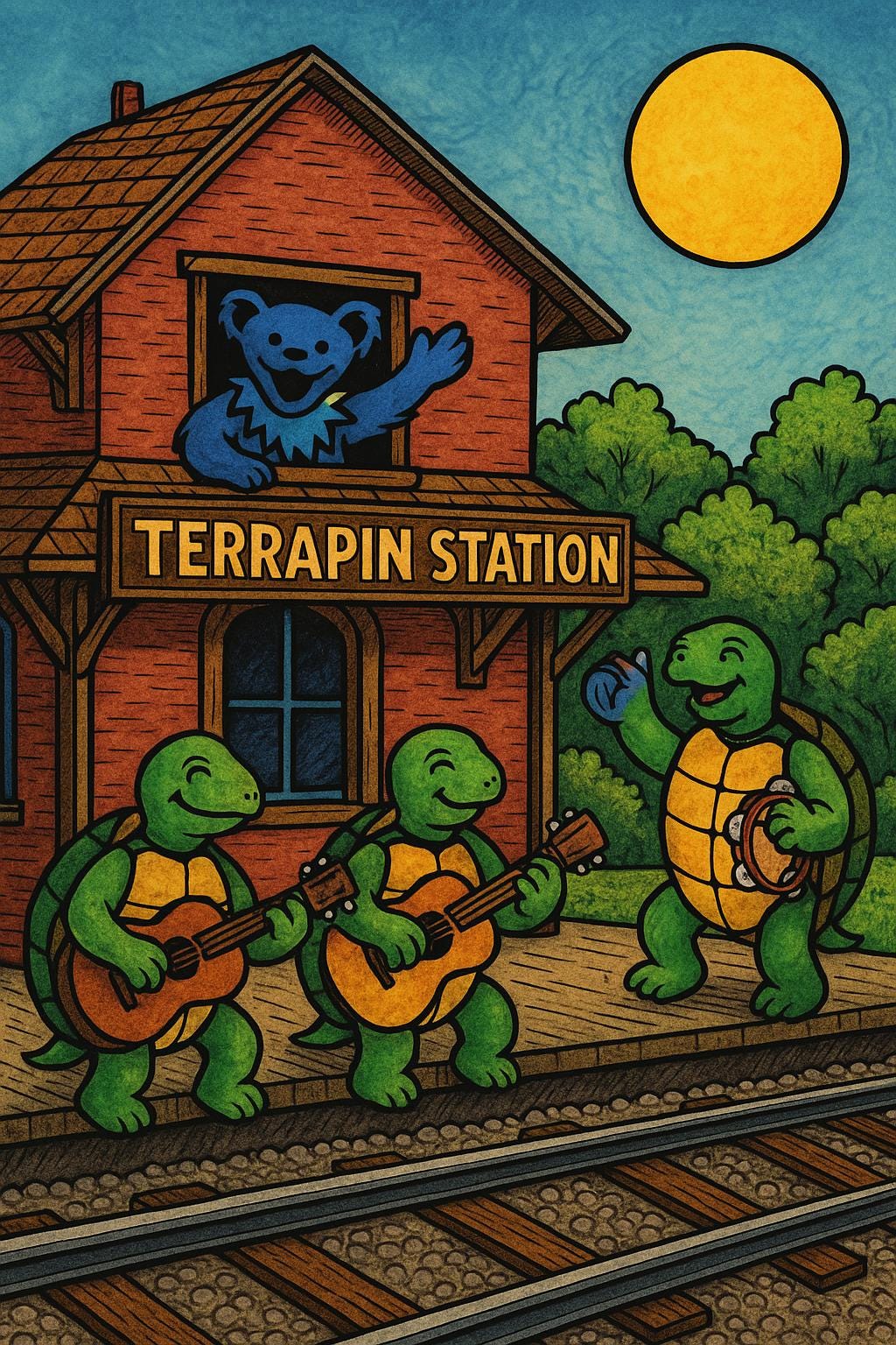 Grateful Dead "terrapin Station" Inspired Print Turtle Band Art – Retro ...