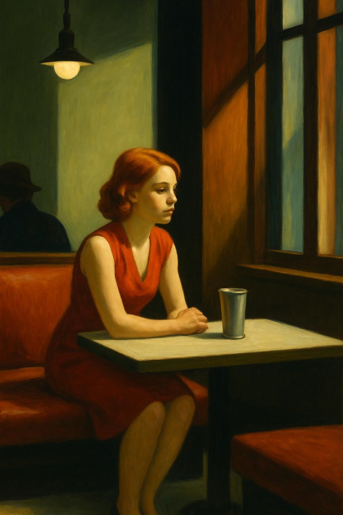 Edward Hopper Style Cafe Portraits Print – Moody Retro Figurative Wall ...