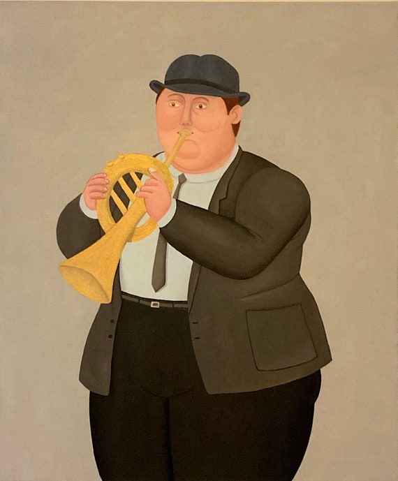 Original Oil Painting horn PLAYER 2 on Canvas - Etsy