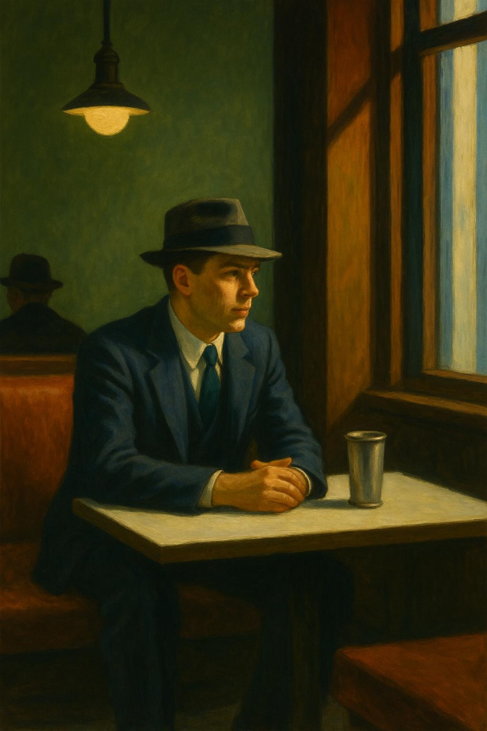 Edward Hopper Style Cafe Portraits Print – Moody Retro Figurative Wall ...