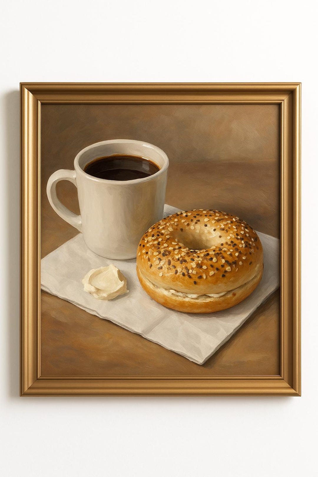 Everything Bagel and Coffee Wall Art Print – Cozy Breakfast Kitchen ...