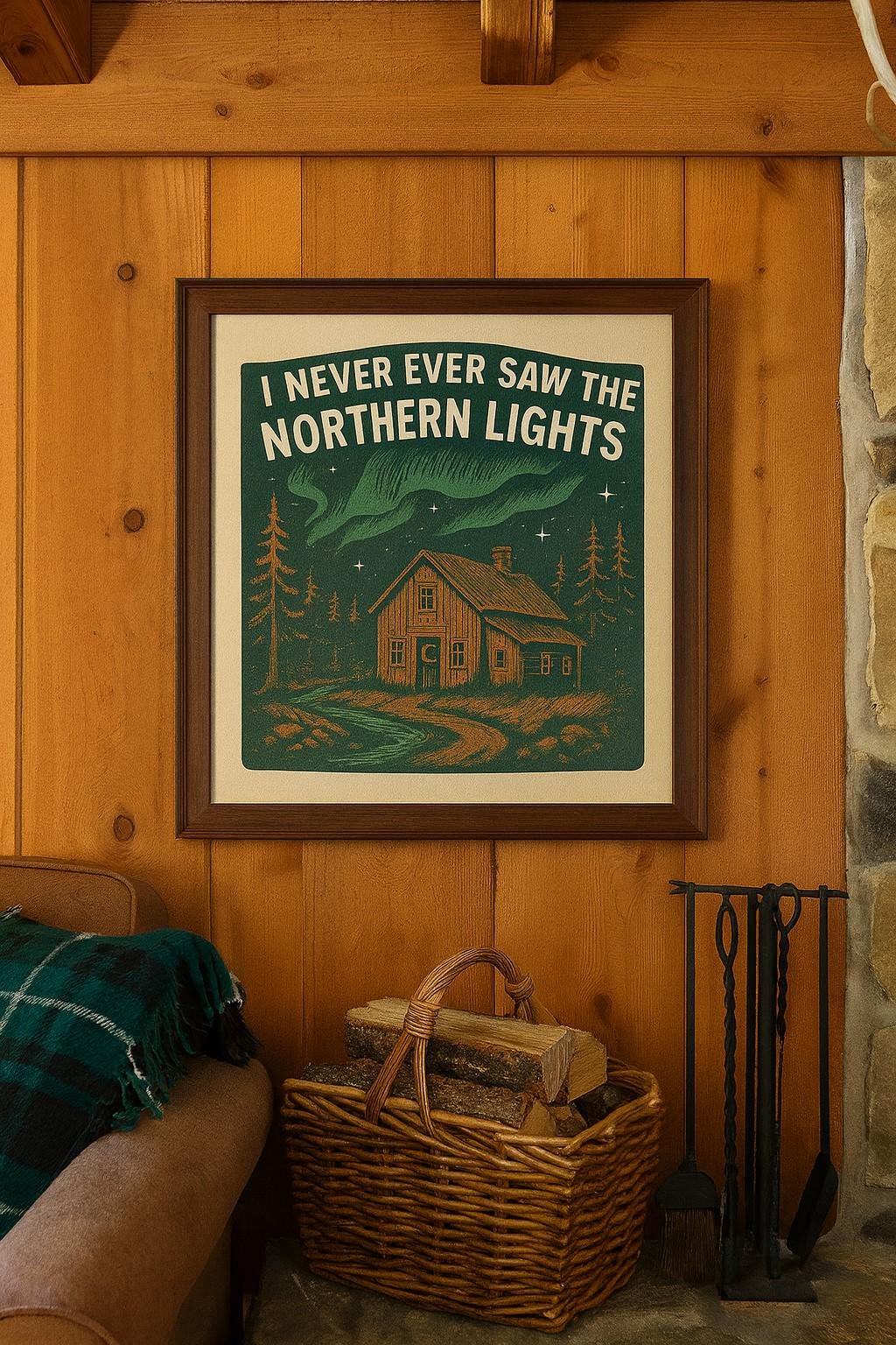 Phish "farmhouse" Song Print | Northern Lights Rustic Cabin Wall Art ...