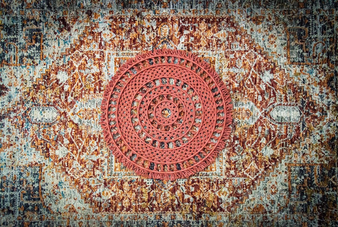Rust Colored Macramé Mandala Wall Hanging Round Woven Tapestry Boho ...