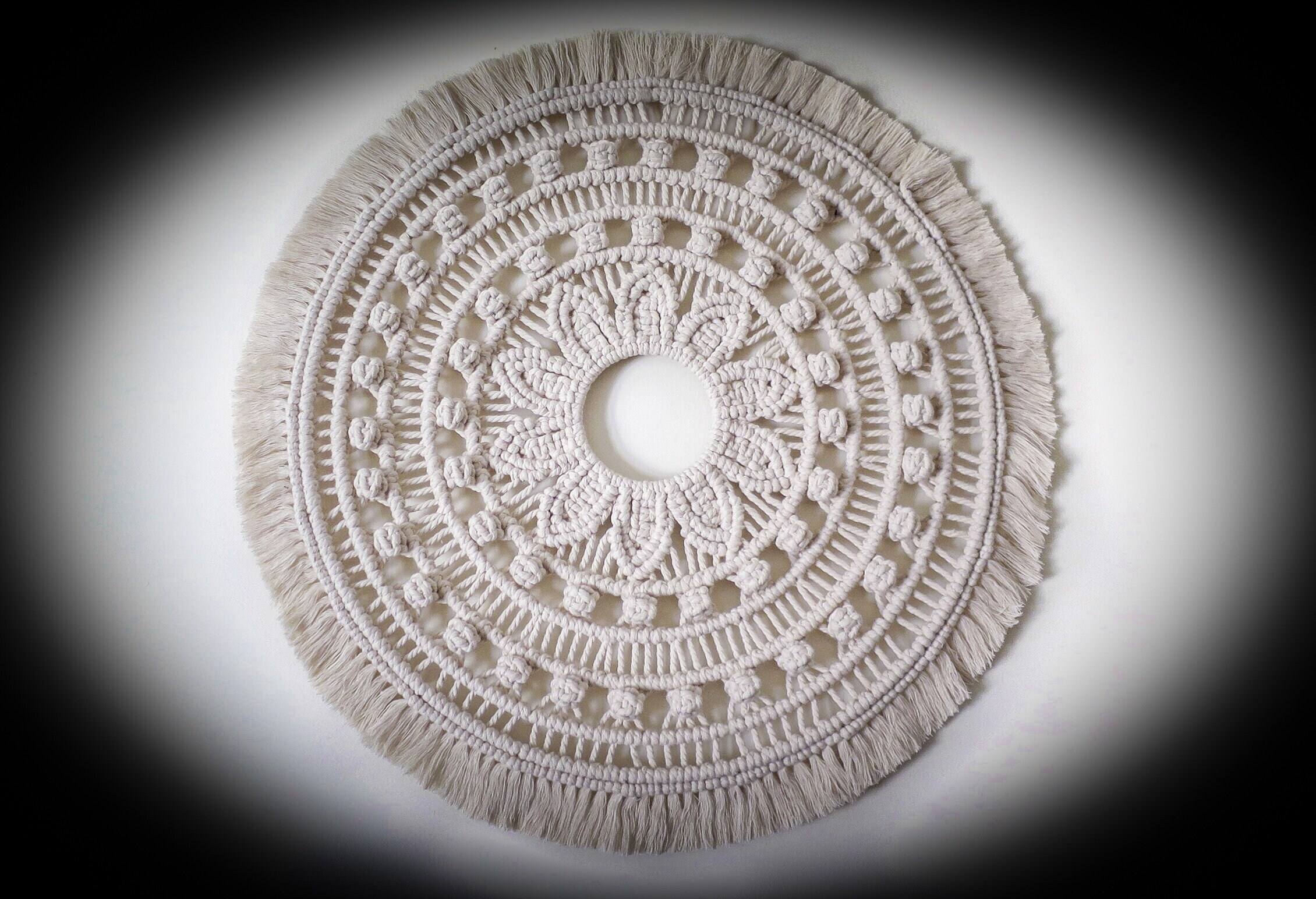 Sunflower Button Macramé Mandala Wall Hanging Woven Round Tapestry Boho ...