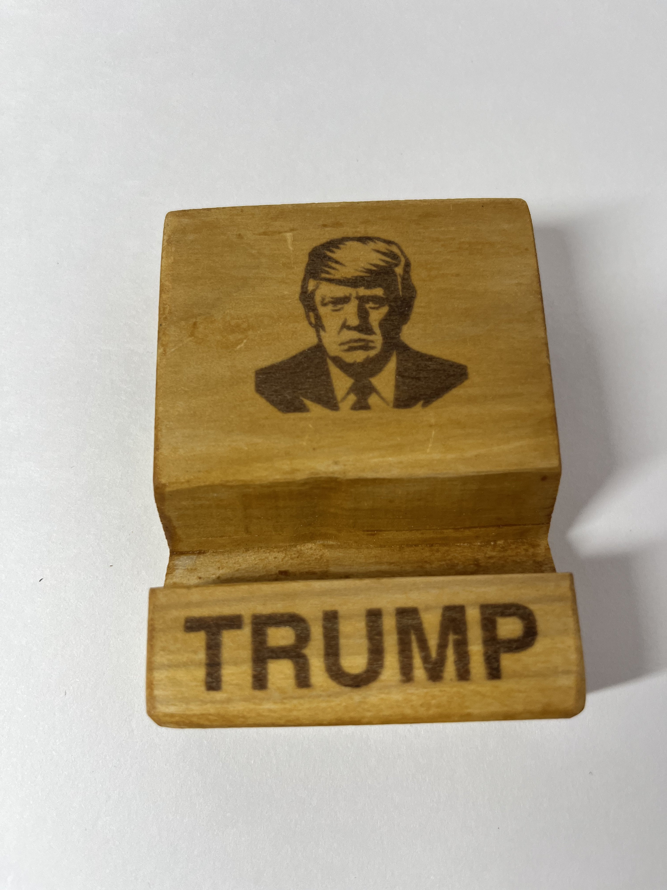 Trump Compact Desktop Wooden Phone Stand Laser Engraved Handmade ...